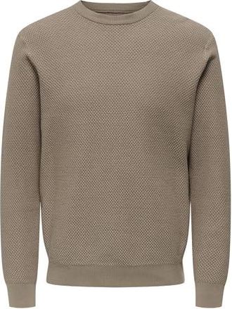 Only & Sons Onsmorgan Reg 12 Structure Crew Knit, Desert Taupe, XXL Homme