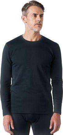 Lapasa Haut Thermique Homme Maillot de Corps à Manches Longues sous-Vêtements Chauds Automne/Hiver M26 Bleu Marine (1 Haut) XXL