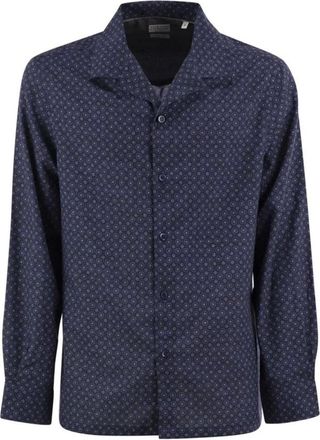 Brunello Cucinelli Homme, Chemises, Bleu, Taille: XL Chemise Twill Coupe Confort Imprim&eacute; G&eacute;om&eacute;trique