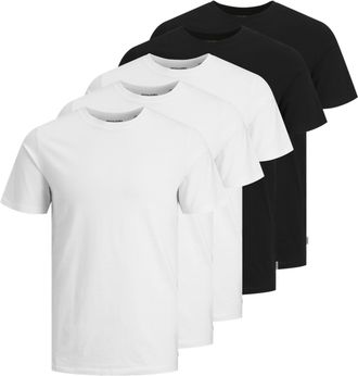 Jack & Jones Herren Jjeorganic Basic Tee O-Neck 5pk Mp T Shirt, Black/Pack:3white 2black, XXL EU