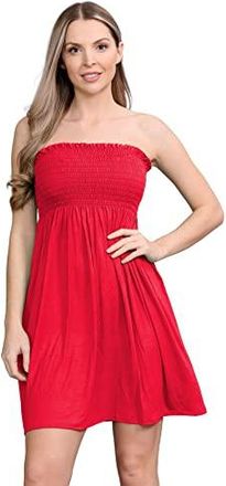 Janisramone Femmes Dames Nouveau Plaine Bandeau boobetube Mini Robe Gather Sheering Été évasé Haut
