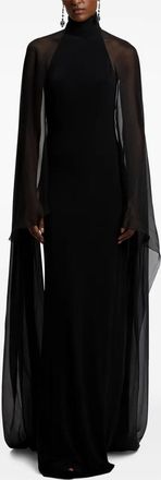 Ralph Lauren Collection robe longue à col montant - Noir