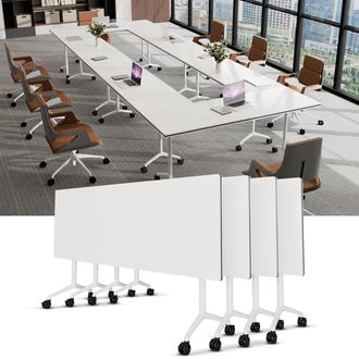 Generic Klapptisch, Moderner Konferenztisch, 4-Teilig mit 360&deg;-Rollen, B&uuml;roraum f&uuml;r 4-6 Personen, Modulares Besprechungssystem