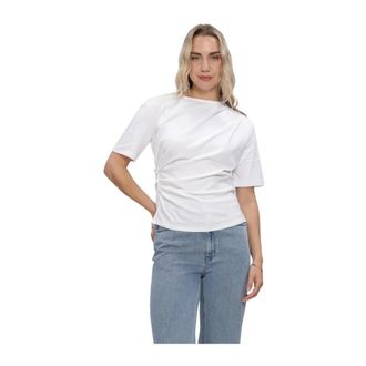 Second Female Ulina Drape Tee - - Tops - Damen - Wei&szlig; - M