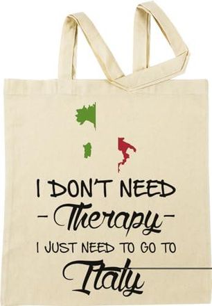 Vendax I Dont Need Therapy I Just Need To Go To Italy Beige Sac &Agrave; Provisions R&eacute;utilisable