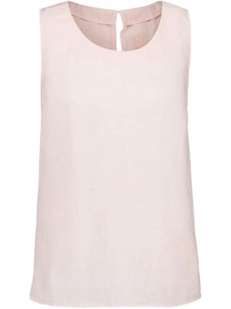 120% Lino haut en lin &agrave; design sans manches - Rose