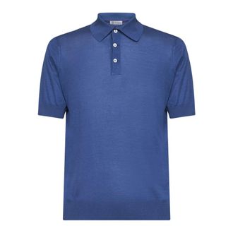 Brunello Cucinelli Polohemd aus Seiden- und Baumwollmischung - - Tops - Herren - Blau - M