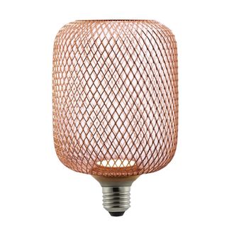 Suprema Dekorative LED-Gl&uuml;hbirne mit Spot-Diffusor und Metallk&auml;fig, E27, Lichtstrom 110 lm, 220-240 V, warmes Licht 1800 K, 3,5 W, 100 x 162 mm, dimmbar (kupf