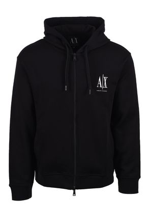 A|X Armani Exchange Jersey Kapuzen-Sweatshirt mit Rei&szlig;verschluss Schwarz