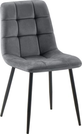 Clp Esszimmerstuhl Antibes | Samt | Gepolstert | K&uuml;chenstuhl | Metallbeine mit Bodenschonern | Belastbar bis 150 kg, Farbe:dunkelgrau