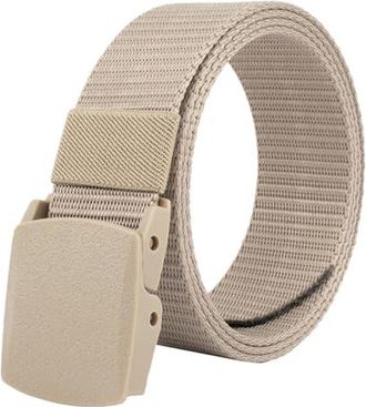 Generic Ceintures en nylon pour homme - Style d&eacute;contract&eacute; - Avec boucle automatique - Sans trous - Clip de ceinture de rechange pour homme, beige, taille uniq