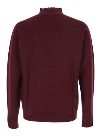 Vivienne Westwood Mens Bordeaux Turtleneck Sweater With Logo Embroidery Virgin Wool Tops Top