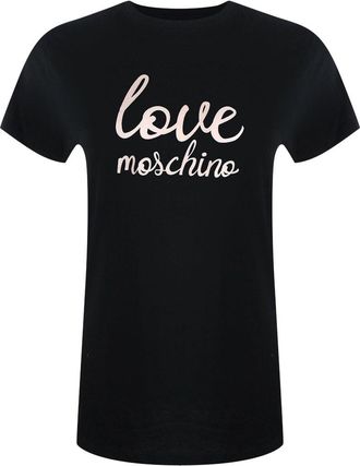 Moschino Schwarzes T-shirt Mit Moschino-logo In Schreibschrift