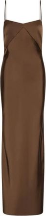 Rotate Rotate Birger Christensen, Femme, Robes, Brun, Taille: 40 FR Satin Maxi Slip Dress