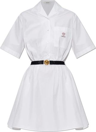 Versace Femme, Robes, Blanc, Taille: 34 FR Robe en coton avec poche
