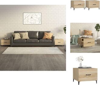 vidaXL Couchtische mit Metallbeinen 2 Stk. Sonoma-Eiche 50x50x40 cm - Couchtisch - Sofa Tisch - Holztisch - Industriel Style - Wohnzimmerstil