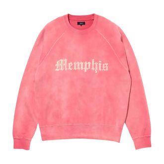 Beams Plus Homme, Sweatshirts et sweats &agrave; capuche, Rouge, Taille: L Fade Print Raglan Crew Neck