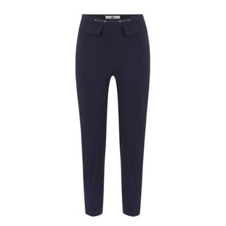 Elisabetta Franchi Hose aus doppellagigem Stretch-Cr&ecirc;pe - - Trousers - Damen - Blau - S
