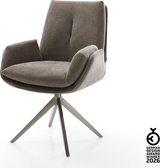 DELIFE Drehstuhl Clea-Flex Strukturstoff Soft Taupe Kreuzgestell breit Graphit 360&deg; drehbar Wippfunktion, Esszimmerst&uuml;hle