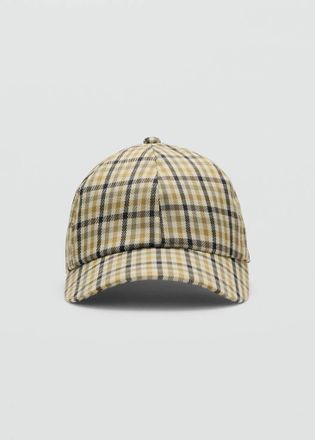 Mango Casquette visi&egrave;re carreaux marron moyen - Homme - Taille unique - MANGO MAN