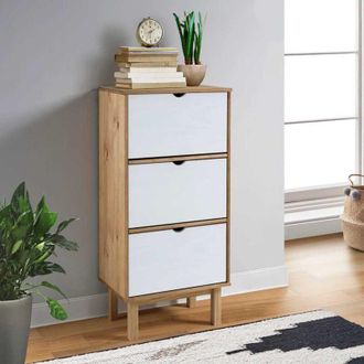 vidaXL Armoire &agrave; chaussures otta et 3 tiroirs Marron et blanc Bois pin