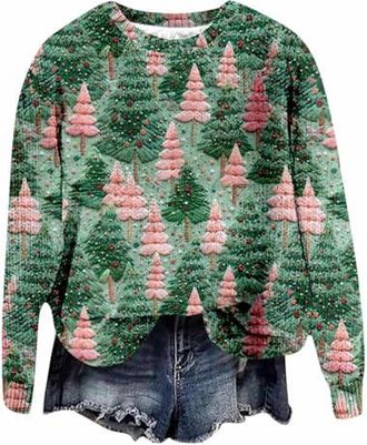 Generic Pull NoëL Femme Hiver Chaud,Pull De NoëL Femme Design Mignon Et DrôLe avec Impression 3D Sweat-Shirt Confortable Col du Cou Haut De FêTe ÉLéGant pour 