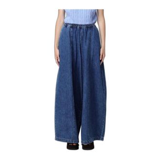 Meimeij Pantalon Palazzo Large - Femme - Jeans - Bleu - Taille: 38 FR