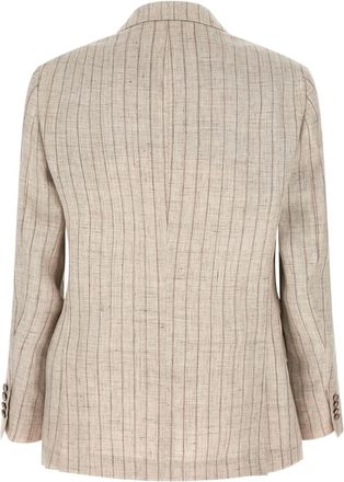 Brunello Cucinelli Pinstriped Linen Twill Blazer - Beige