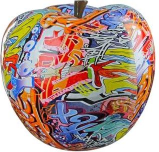 Gilde Casablanca Dekoobjekt Street Art Apfel aus Kunstharz - Mehrfarbig - Höhe 28cm x Breite 29cm - Graffitimotiv