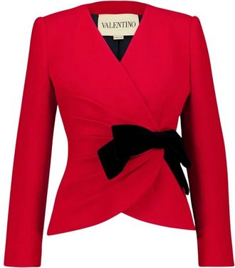 Valentino Garavani Femme, Vestes, Rouge, Taille: 38 FR Veste en Cr&ecirc;pe de Laine avec Contrastant