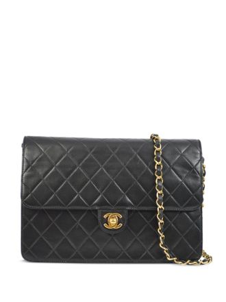 Chanel sac porté épaule Half Flap médium (2000) - Noir
