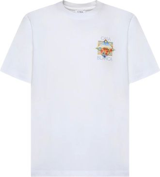 Casablanca Homme, Tops, Blanc, Taille: XL T-Shirt &agrave; Imprim&eacute; Floral