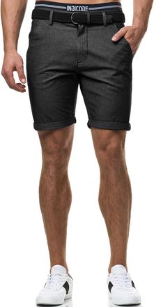 Indicode Herren Bryant Chino Shorts mit 4 Taschen aus 98% Baumwolle | Bermuda Sommershorts für Männer Black, XXL