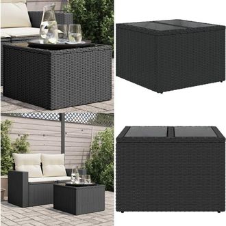vidaXL Vidaxl - Table de jardin dessus en verre noir 55x55x37 cm r&eacute;sine tress&eacute;e - Table De Jardin - Table Ext&eacute;rieure - Mobilier De Jardin - Table Ronde