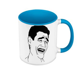 Fabulous Tasse Farbe Premium Qualit&auml;t Blau - Yao Ming Meme Troll Face Fun - Tasse mit Henkel und farbigem Innenfutter