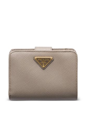 Prada petit portefeuille &agrave; plaque logo - Gris