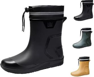 Generic Bottes de pluie en caoutchouc Chelsea pour homme - Imperm&eacute;ables - Antid&eacute;rapantes - Pour le travail en plein air - Avec fermeture r&eacute;glable, Noir, 39 1/