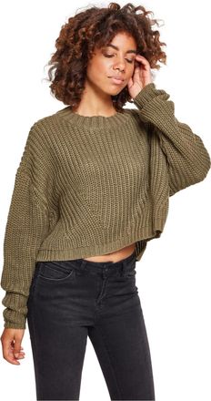 Urban Classics Damen Ladies Wide Oversize Sweater Sweatshirt,, per pack Grün (olive 00176), X-Large (Herstellergröße: XL)