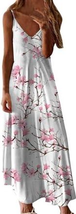 Generic Robes amincissantes pour femme, robe d&eacute;t&eacute;, jupe longue, coupe ajust&eacute;e, 2026, rose, XXL