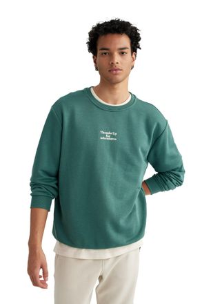 DeFacto Herren Sweatshirts - Bequeme Sweatshirt Herren Pullover Regular Fit Crew Neck