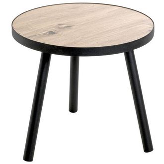 PEGANE Pegane - Table dappoint, table de salon en bois coloris ch&ecirc;ne et m&eacute;tal noir - diam&egrave;tre 40 x hauteur 37 cm