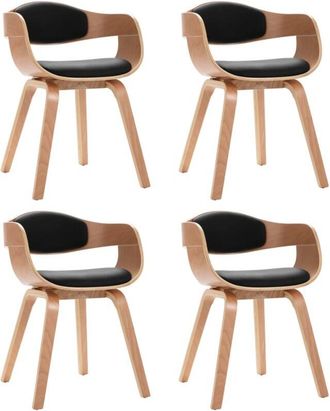 vidaXL Esszimmerst&uuml;hle 4 Stk. Bugholz und Kunstleder vidaXL