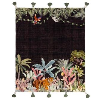 furn. Wylder Tropics Midnight Jungle &Uuml;berwurf aus Samt mit Quasten