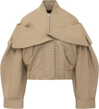 Ganni Femme, Vestes, Beige, Taille: 36 FR Double Cotton Bomber