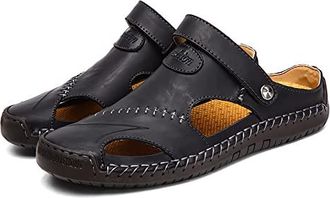 Generic Sandales en Cuir à Bout fermé pour Hommes dété 2023, Sandales de Sport en Plein air pour Hommes, Chaussures de Plage Respirantes, Chaussures réglables