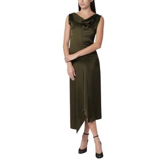 Victoria Beckham Robe Midi Drap&eacute;e Tailleur - Femme - Robes - Vert - Taille: 36 FR