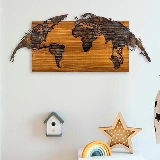 Wallity Hand-Painted Decorative Wooden Wall Accessory, 83 x 38 x 3 cm | 100% Solid Wood (3 cm) & Metal (1.5 mm) | Unique Color Variations for Stylish Home Dec