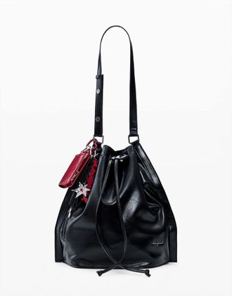 Desigual Gl&auml;nzender, mittelgro&szlig;er Rucksack in Schwarz