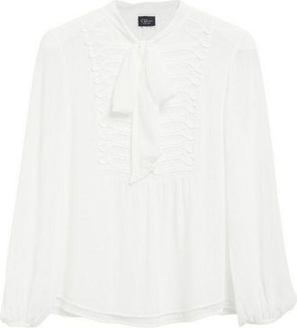 s.Oliver Langarmbluse Bluse Chiffonbluse mit Schluppe und Applikation
