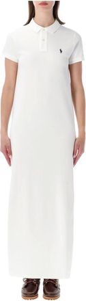 Polo Ralph Lauren Femme, Robes, Blanc, Taille: 38 FR Cotton Mesh Polo Dress